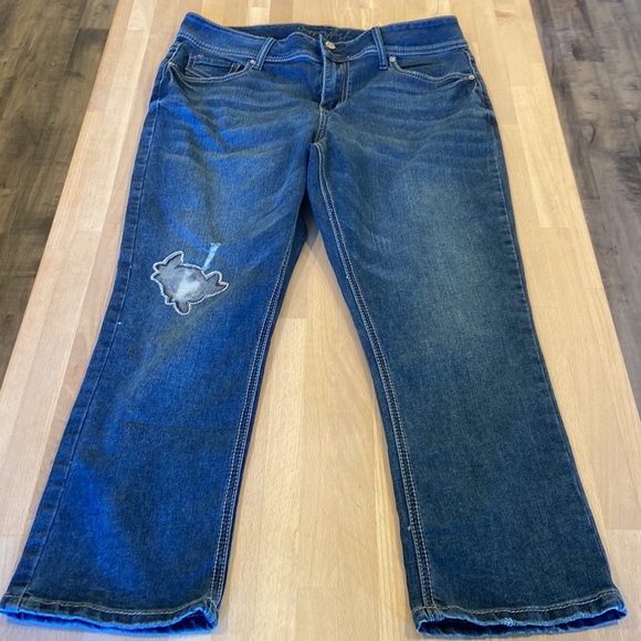 copperflash | Jeans | Copperflash Embroidered Denim Curvy Capris Size 2 ...